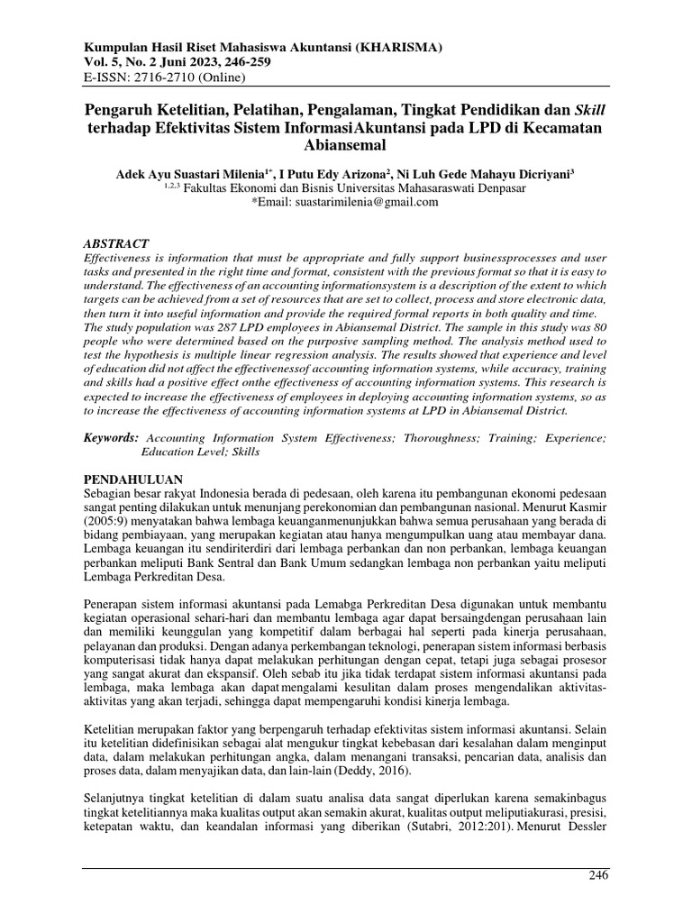 246-259, Adek Ayu Suastari Milenia, I Putu Edy Arizona, Ni Luh Gede Mahayu Dicriyani | PDF