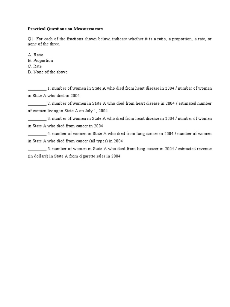 Practical Questions On Measurements - Student | PDF