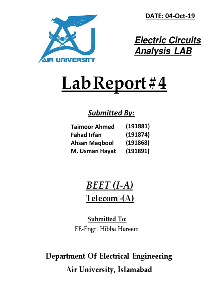 Eca Lab Report 4 | PDF | Series And Parallel Circuits | Electrical Network