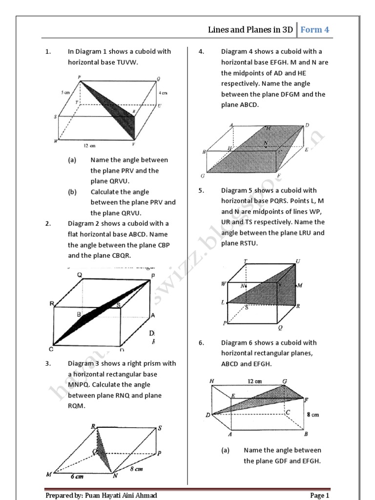 Chapter11 - Lines and Planes in 3D | PDF | Rectangle | Euclidean Plane ...