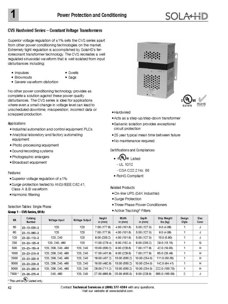 CVS Hardwired Series - Constant Voltage Transformers | PDF | Decibel ...