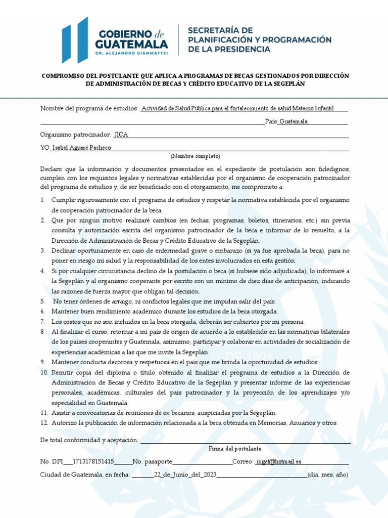 Compromiso de Beca en Salud Pública | PDF | Guatemala