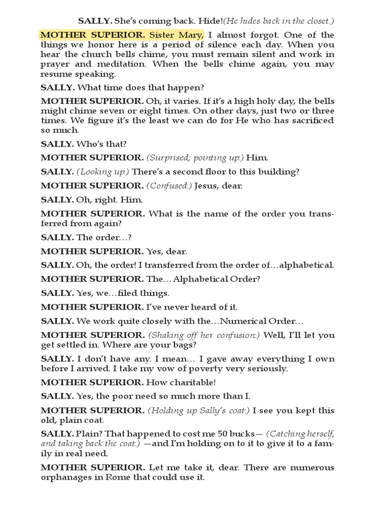 Audition Text Mother Superior | PDF