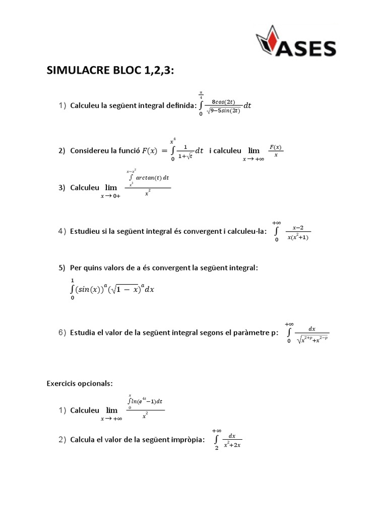 Simulacre Calcul ETSEIB | PDF