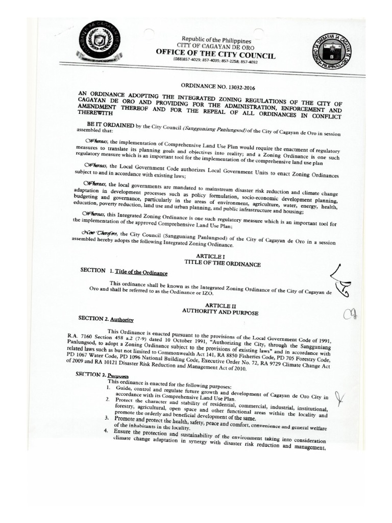 CDO Zoning Ordinance 2016 | PDF