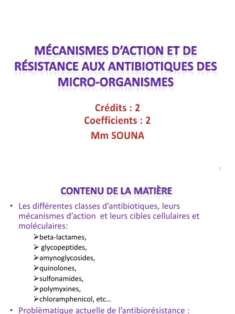 Classes et mécanismes des antibiotiques | PDF | Pénicilline | Biotechnologie