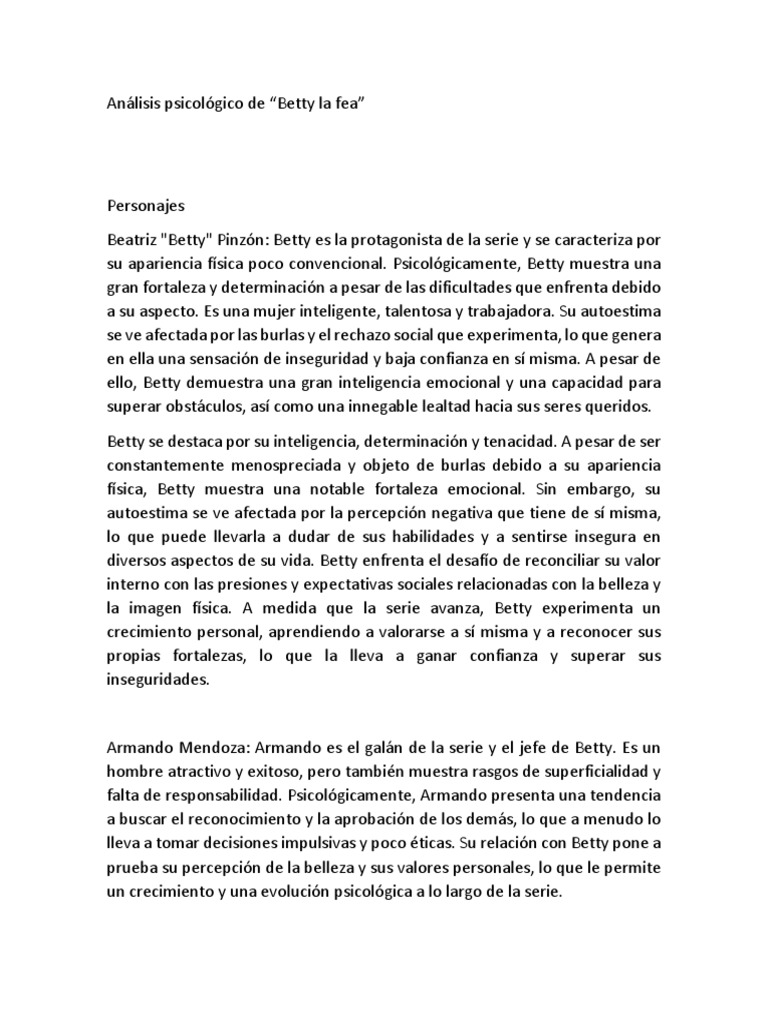 Análisis Psicológico de Betty La Fea | PDF