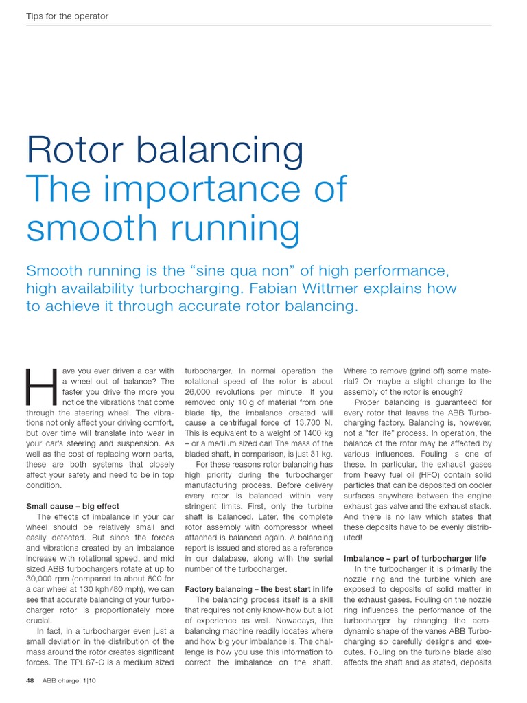 ABBTC - CHARGE - 2010 - 01 - TFO Rotor Balancing | PDF