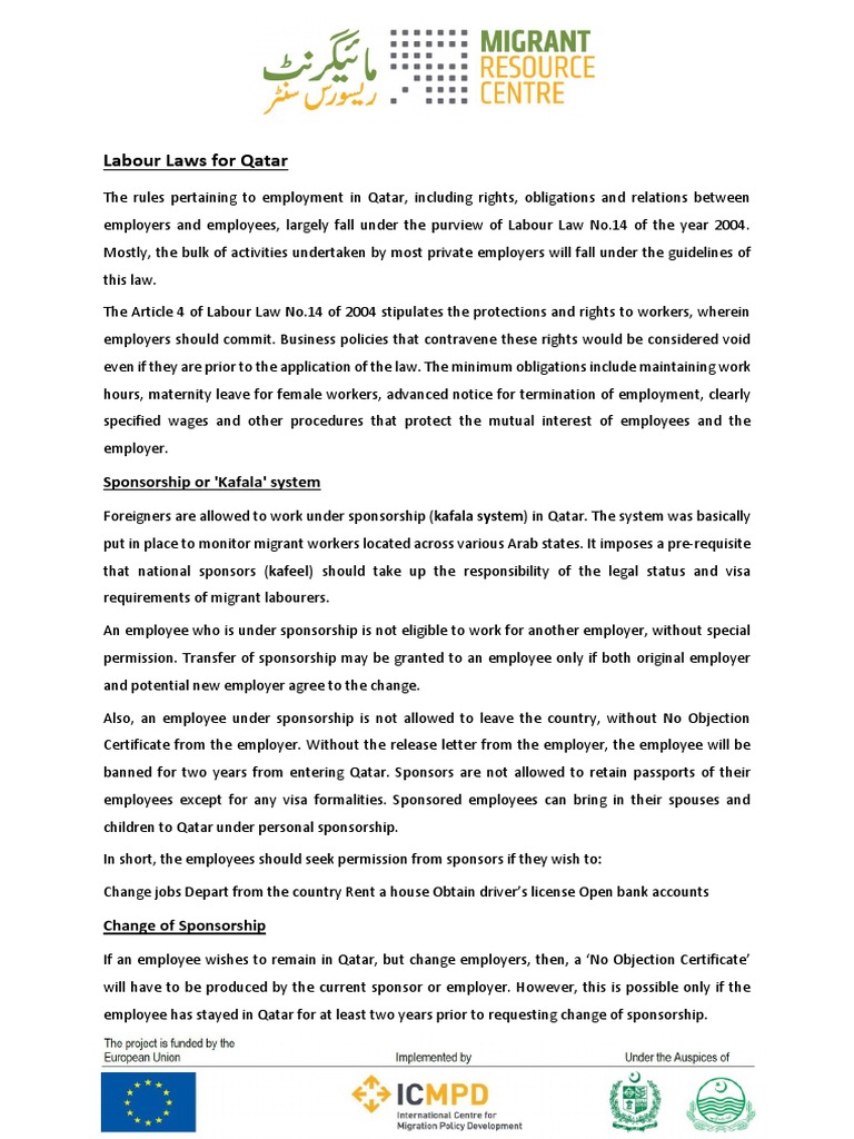 Labour Laws For Qatar | Download Free PDF | Employment | Labour Law