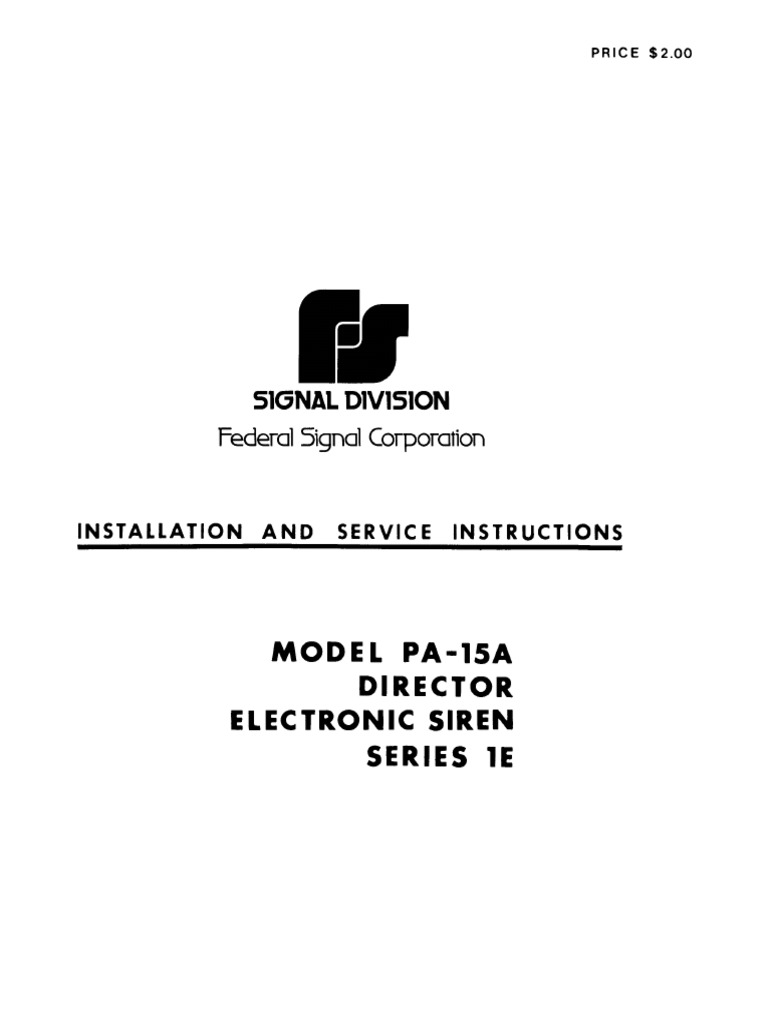 Federal PA15A Siren | PDF
