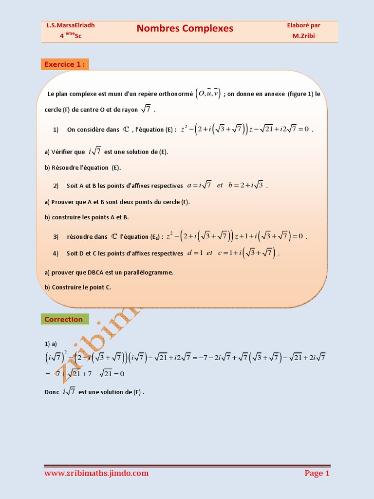 Révision Nombres Complexes | PDF