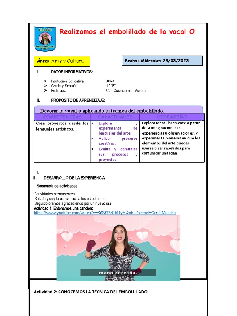Actividad Embolillado Vocal o - Arte - Miércoles 29 de Marzo | PDF ...