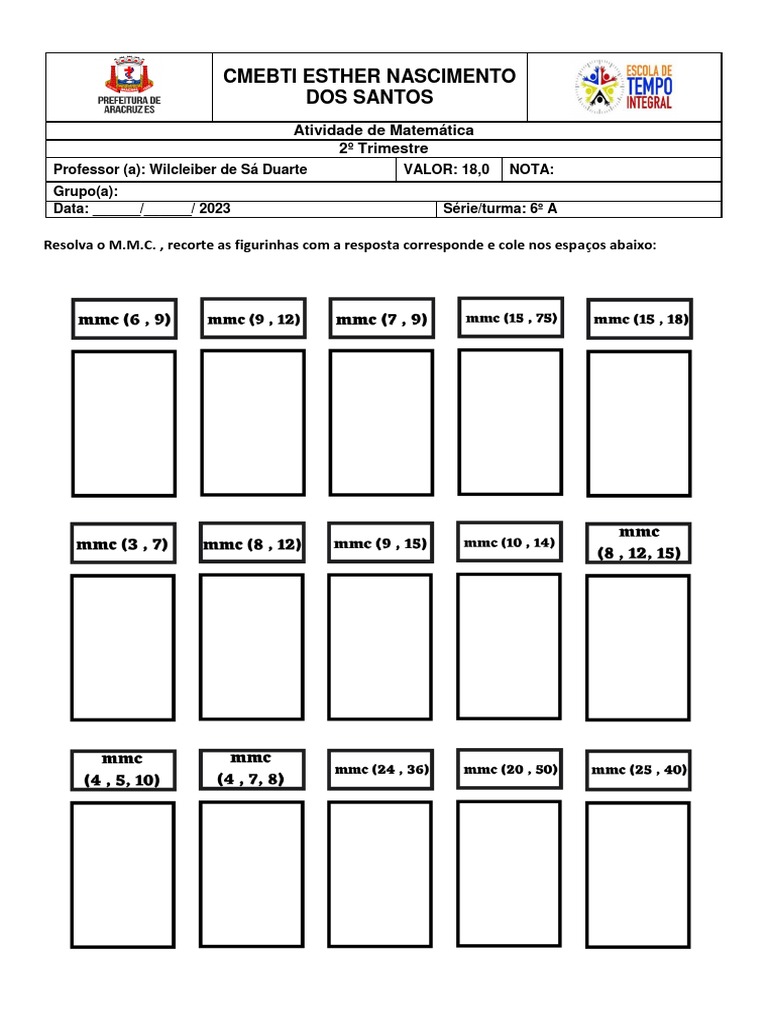 Atividade MMC e MDC | PDF