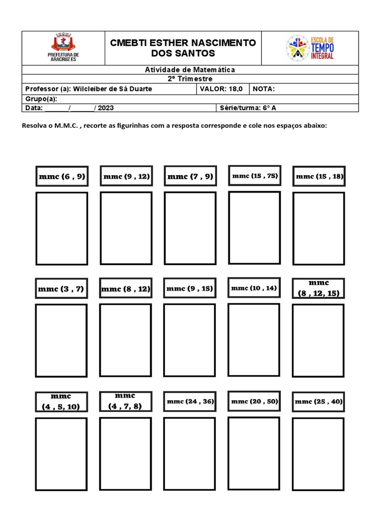 Atividade MMC e MDC | PDF