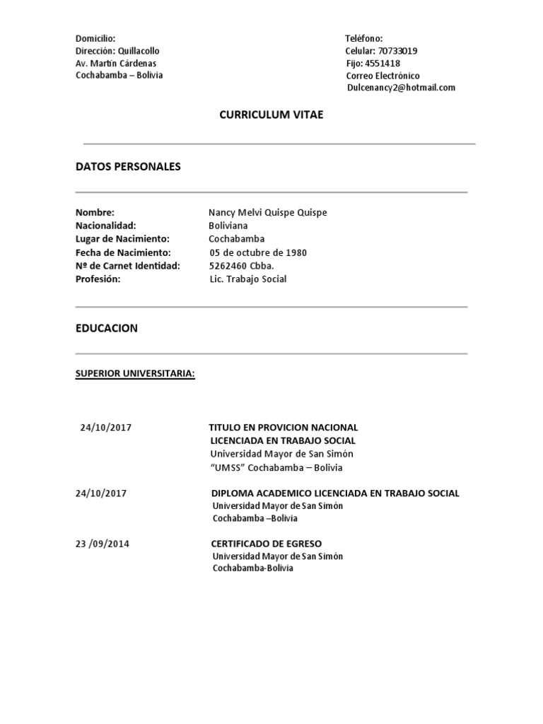 CURRICULUM Nancy | PDF