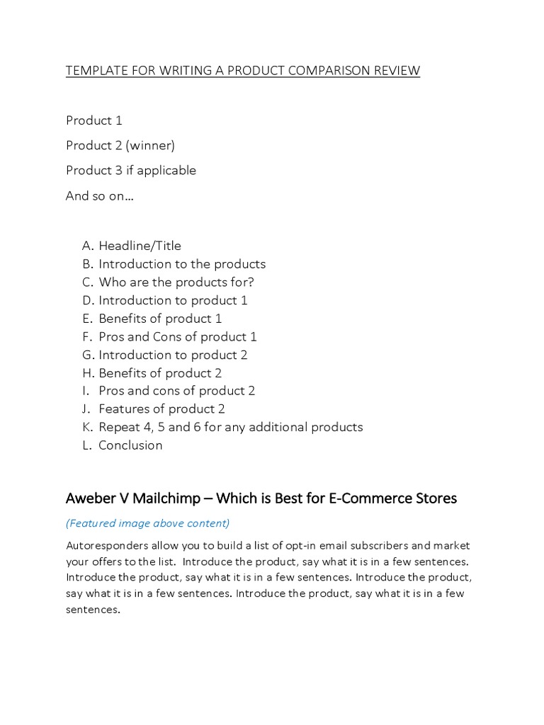 TEMPLATE FOR WRITING A PRODUCT COMPARISON REVIEW | PDF | Computing ...