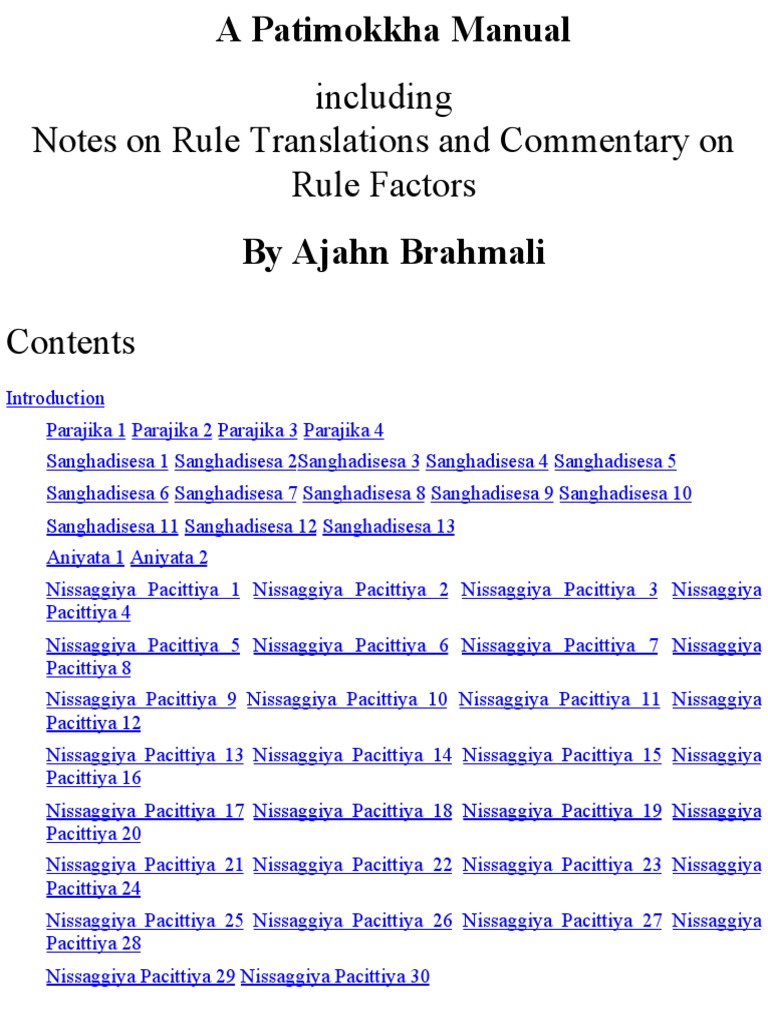 Patimokkha Manual With Notes - Ajahn Brahmali | PDF | Theft | Bhikkhu