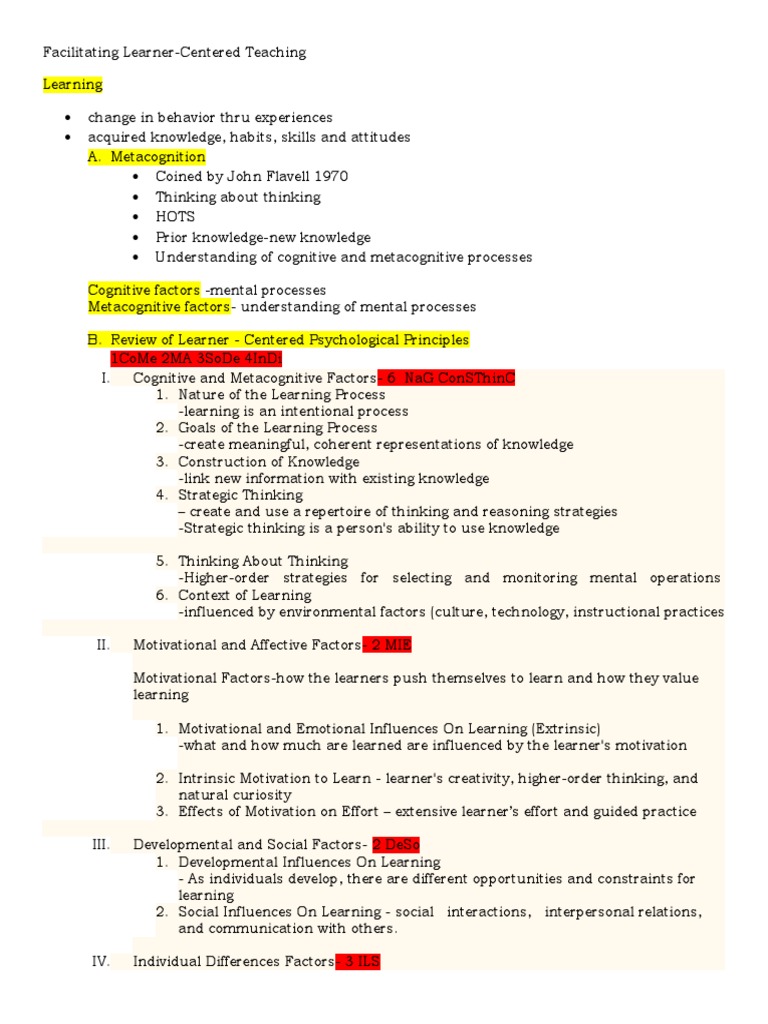 Facilitating Learner-Centered Teaching Handouts | PDF Facilitating Learner-Centered Teaching Handouts | PDF