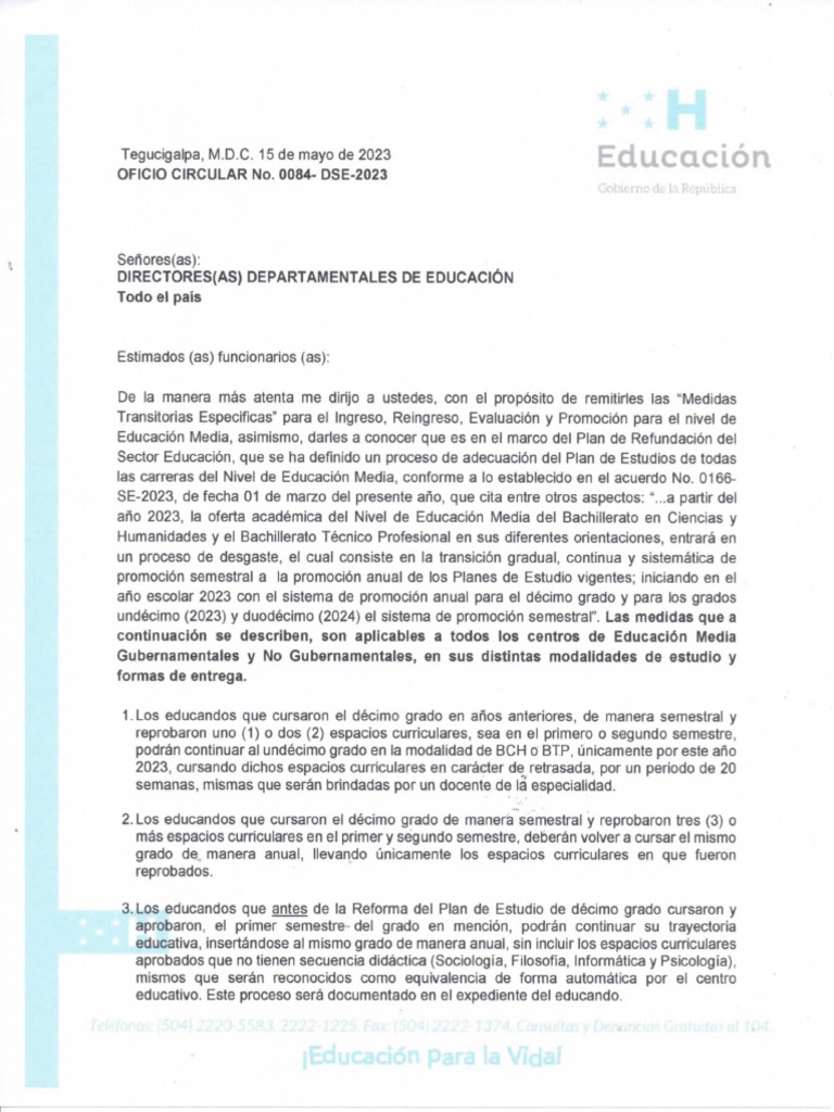 Oficio Circular 0084-DSE-23 DDE | PDF Oficio Circular 0084-DSE-23 DDE | PDF