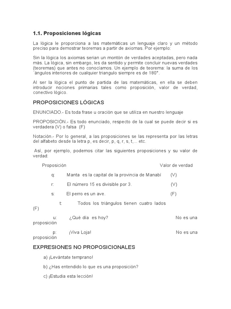 Proposiciones Lógicas | PDF