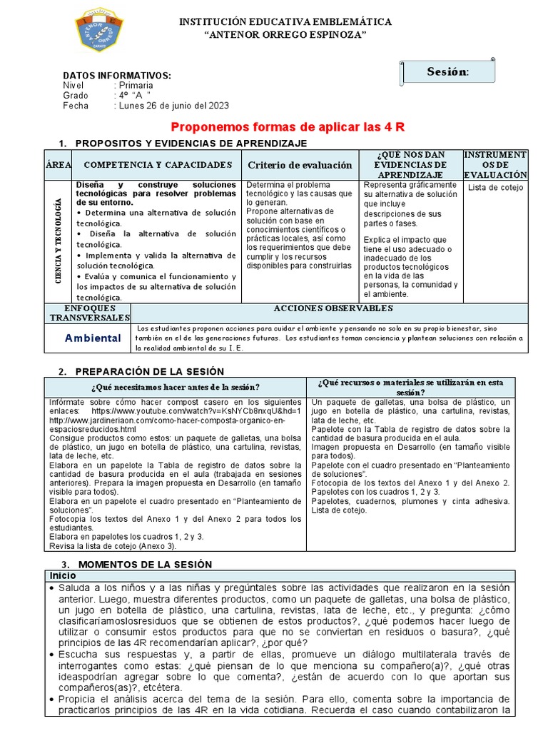 Aplicación de las 4R en el Aula | PDF
