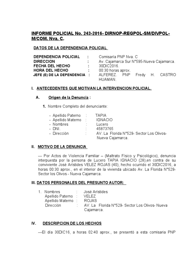 Informe de Denuncia | PDF