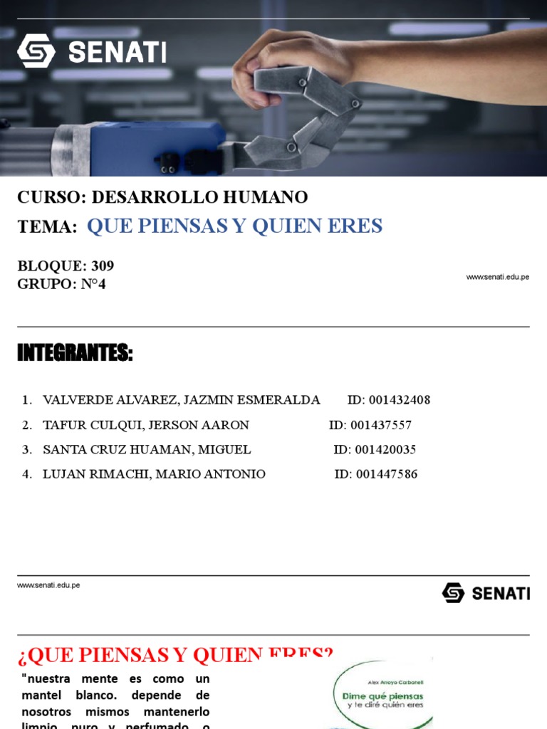 Grupo 4 - QUE PIENSAS Y QUIEN ERES | PDF | Mente | Percepción