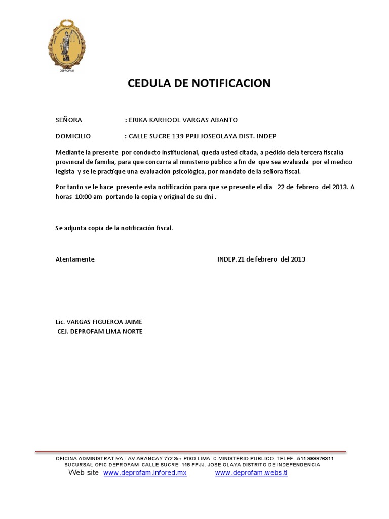 CEDULA DE NOTIFICACION Fiscal | PDF