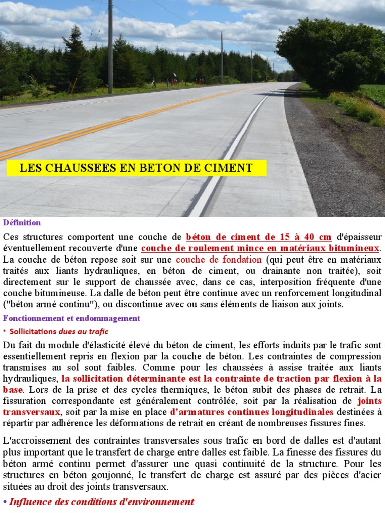 Projet Les Chaussees en Beton de Ciment | PDF
