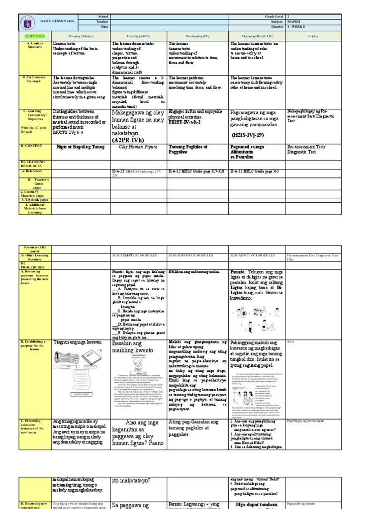 WEEK8-dll-MAPEH | PDF