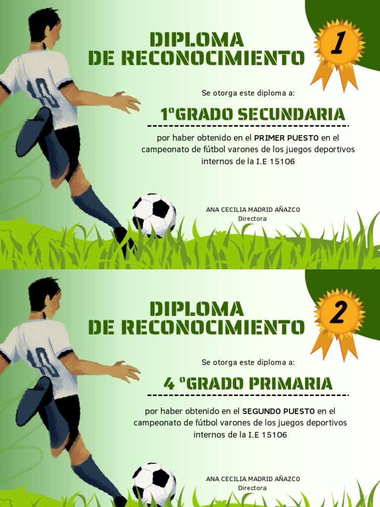 Diplomas de Reconocimiento en Fútbol | PDF