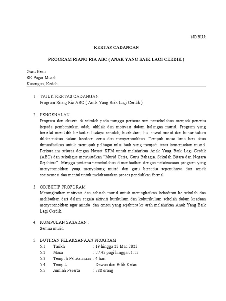 Kertas Cadangan Program ABC | PDF