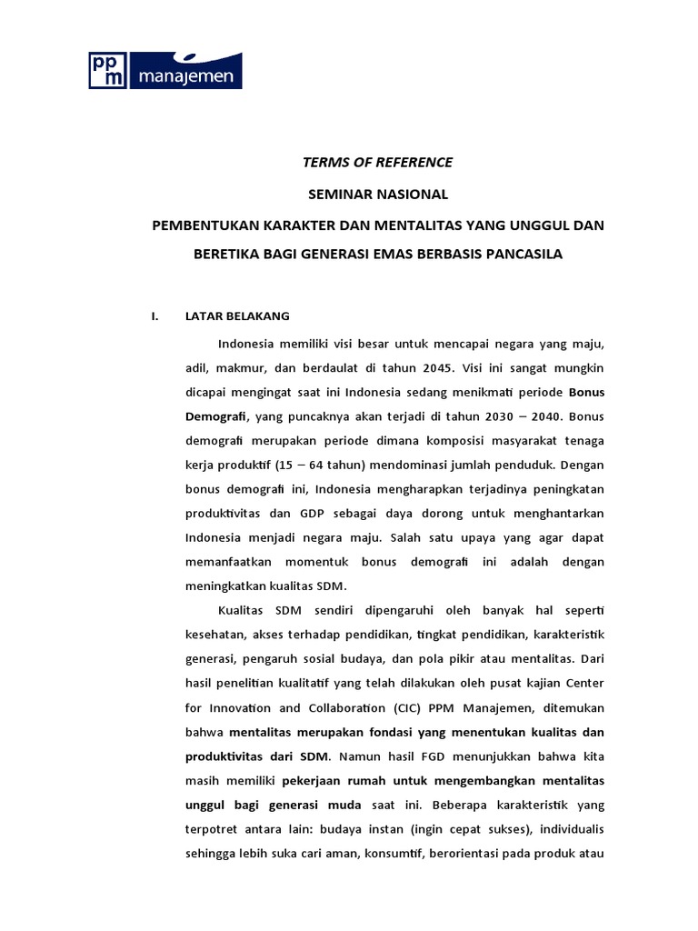 TOR - Webinar - Pancasila 2023 | PDF