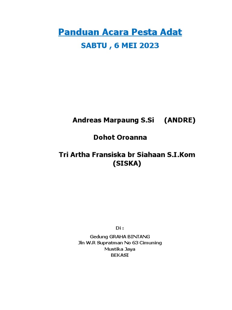 Acara Pesta Adat Mangoli Andre | PDF