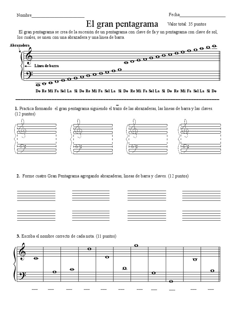 Gran Pentagrama: Ejercicios Musicales | PDF