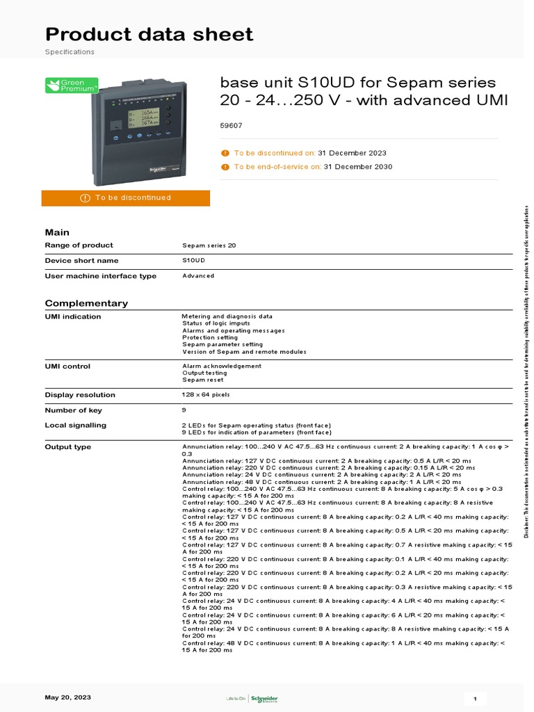 Sepam Series 20 - 59607 | PDF | Hertz | Relay