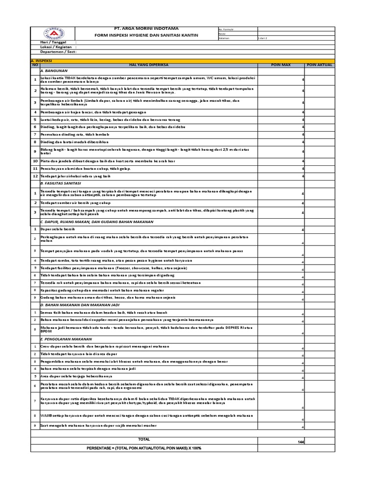 Inspeksi KANTIN CATERING | PDF