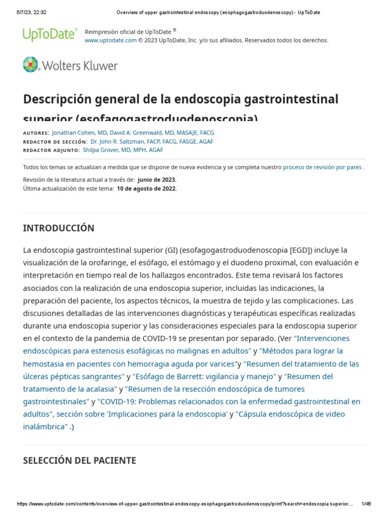 Overview of Upper Gastrointestinal Endoscopy ...
