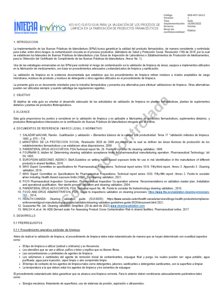 Limpieza Invima 2022 | PDF