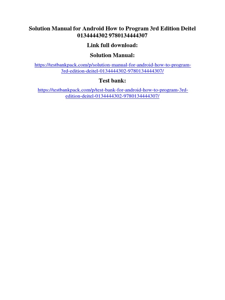 Solution Manual For Android How To Program 3rd Edition Deitel ... Solution Manual For Android How To Program 3rd Edition Deitel ...