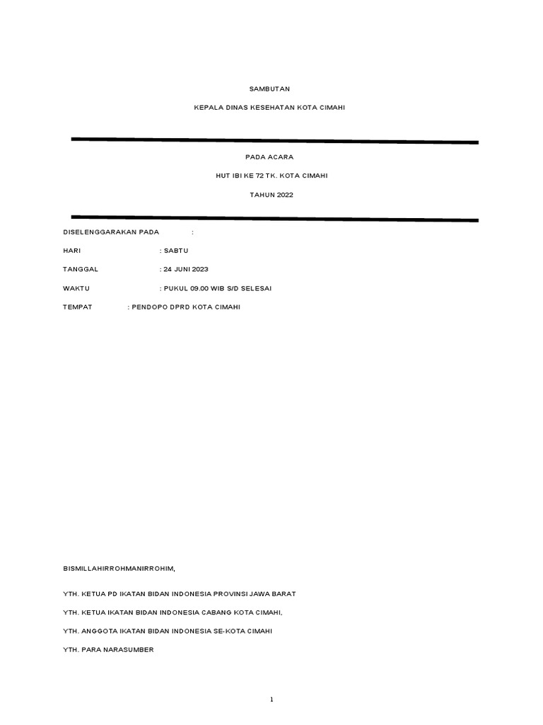 Sambutan Hut Ibi 2023 | PDF