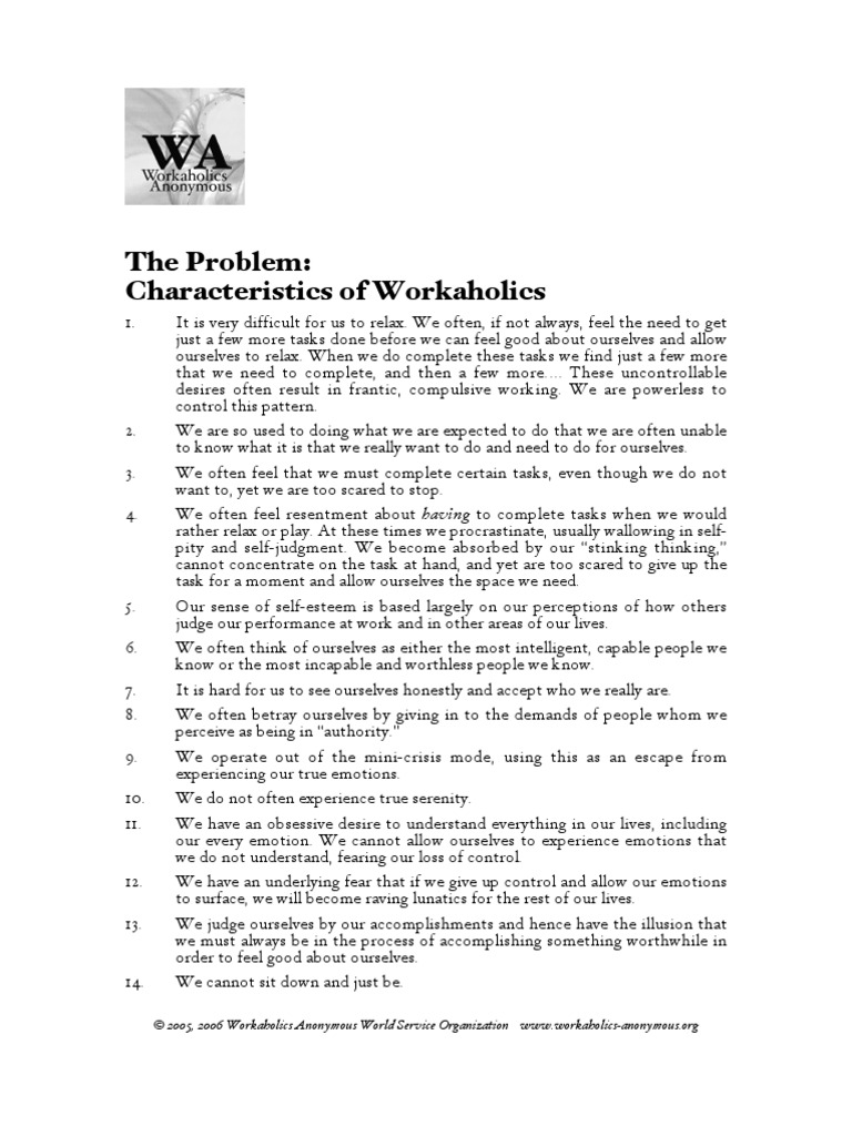 Understanding Workaholic Traits | PDF | Neuropsychological Assessment ...