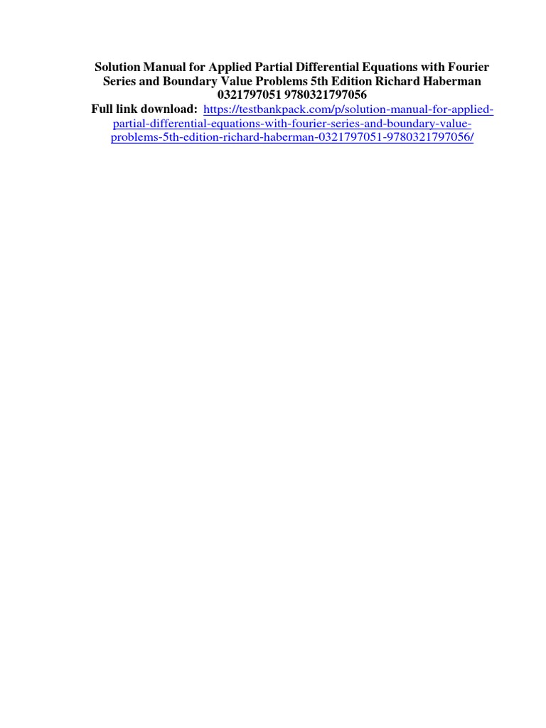 Solution Manual For Applied Partial Differential Equations With Fourier ... Solution Manual For Applied Partial Differential Equations With Fourier ...