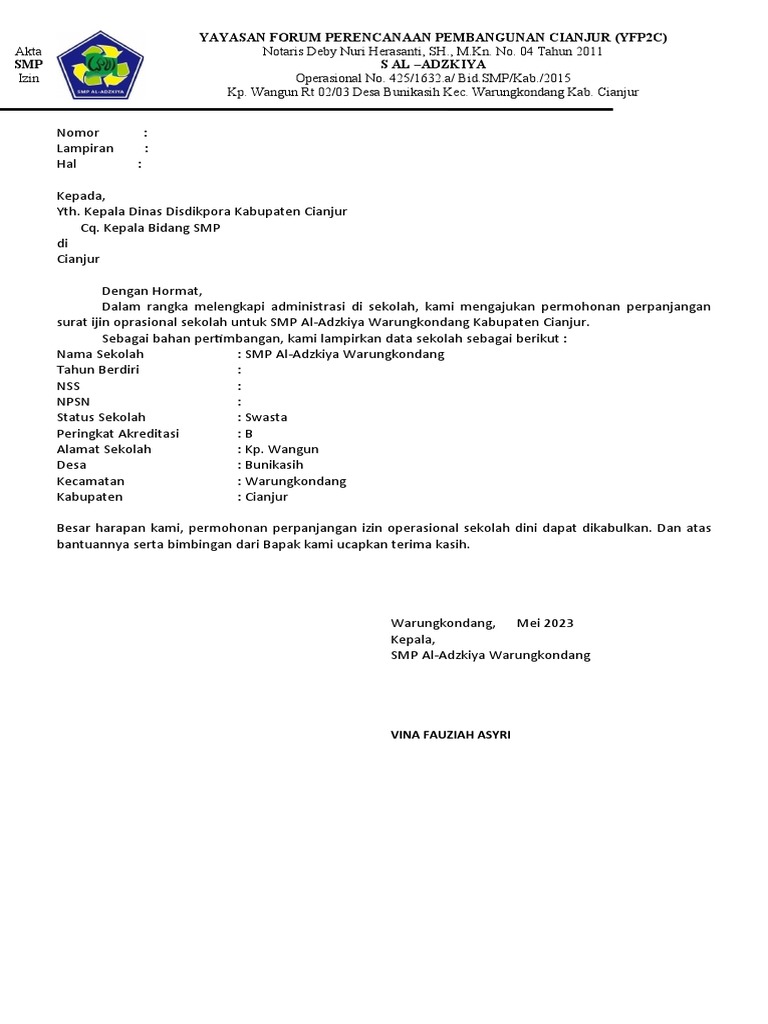Surat Permohonan Ijin Memimpin | PDF