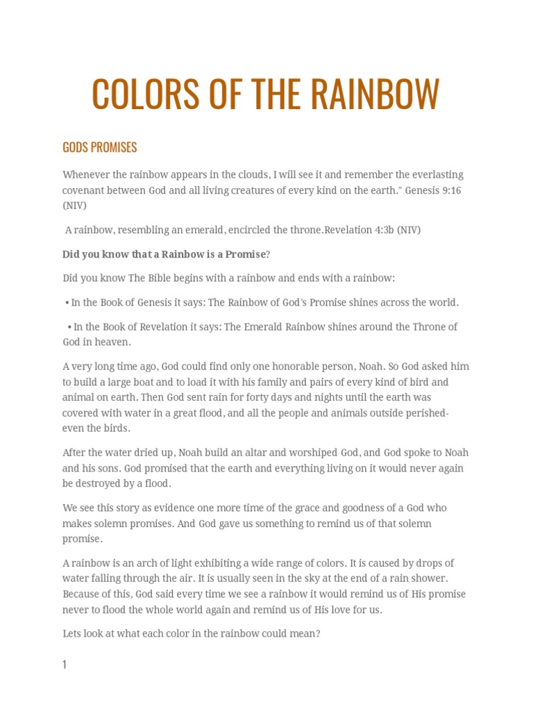 Biblical Meaning of Rainbow Colors | PDF