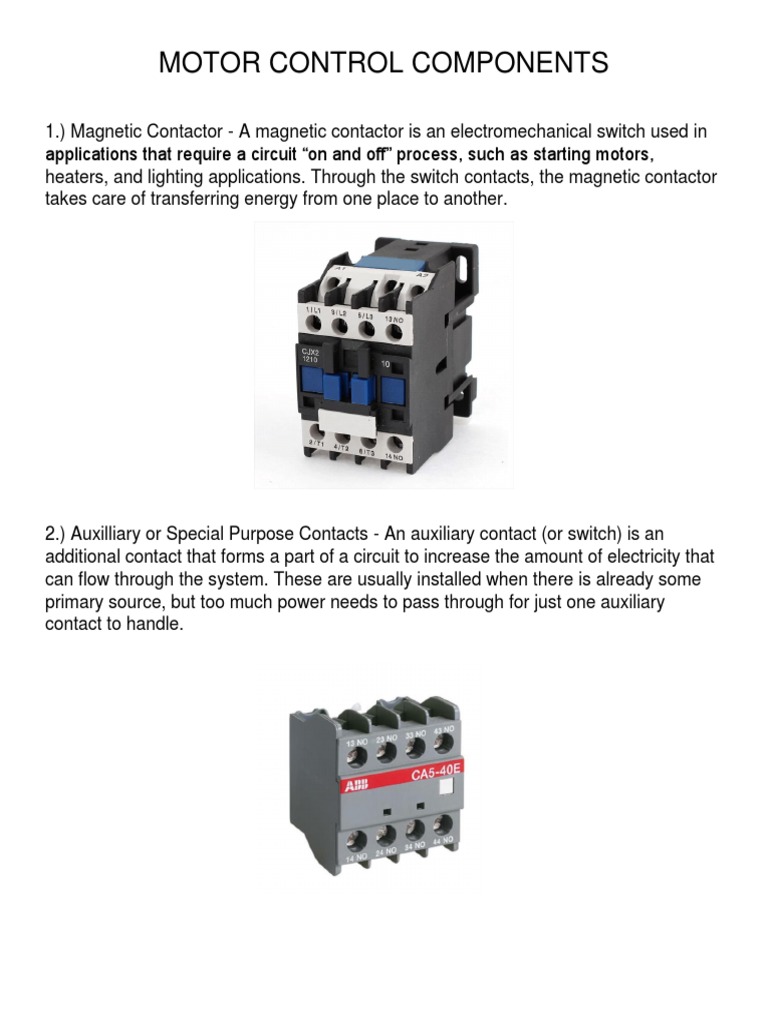 Motor Control Components | PDF | Switch | Relay