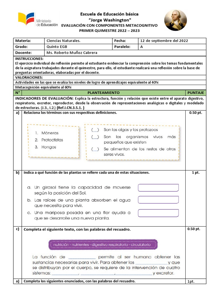 5to Ciencias N. Metacog. | PDF | Evaluación | Cognición