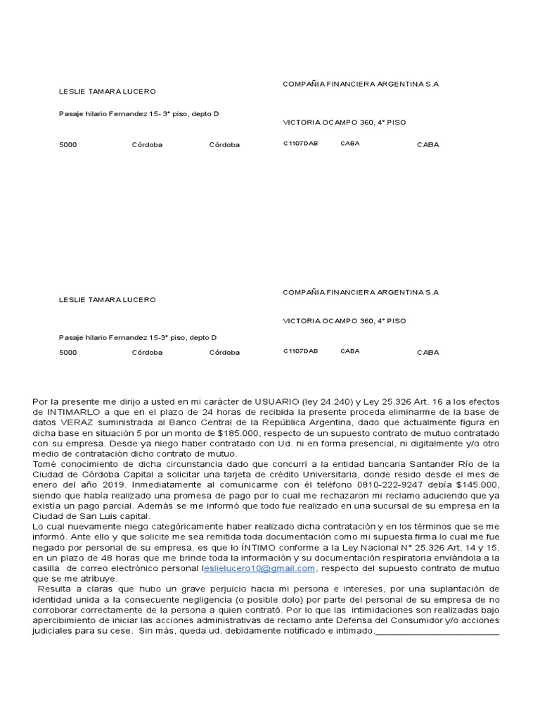 PLANTILLA CARTA DE DOCUMENTO Formulario | PDF