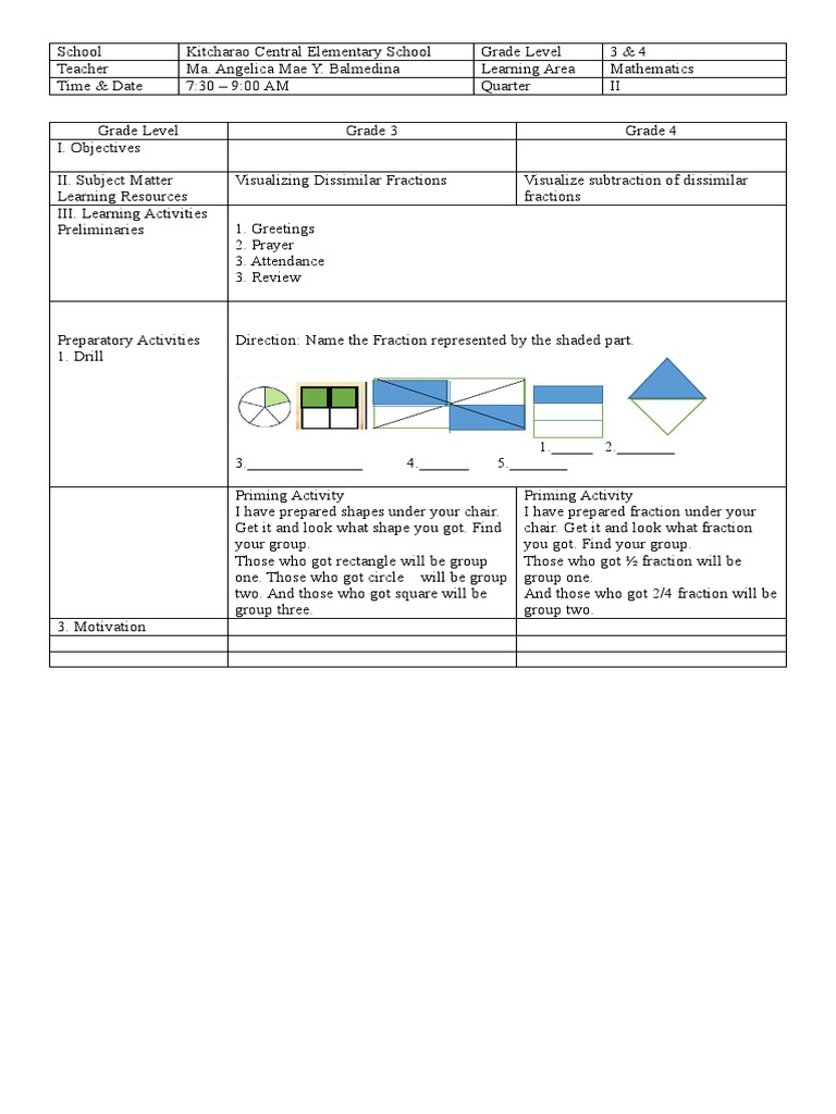 Multigrade Math Lesson Plan: Grades 3-4 | PDF