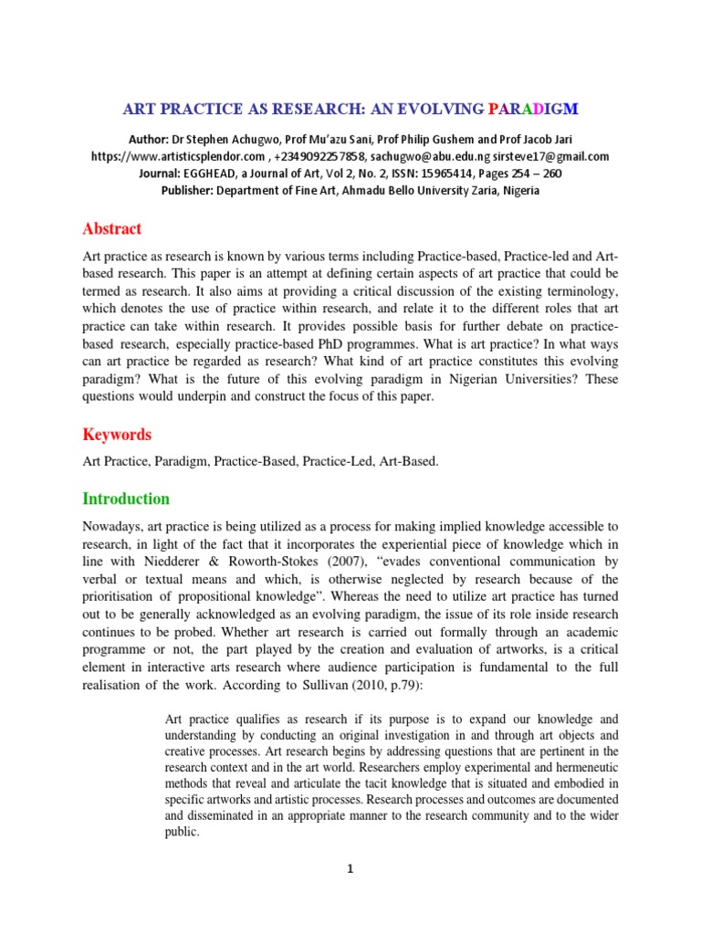 Art Practice as Research Paradigm | PDF | Methodology | Paradigm